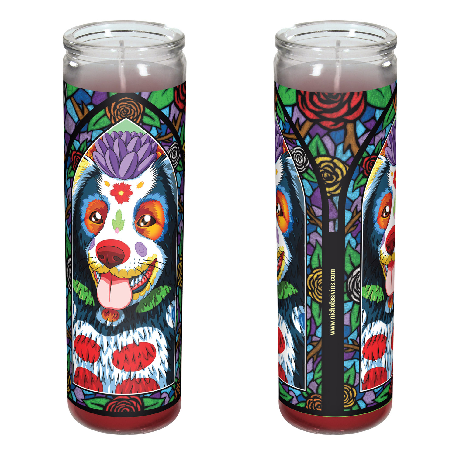 Day of the Dead Dog Border Collie Candle - "Balina" - Nicholas Ivins