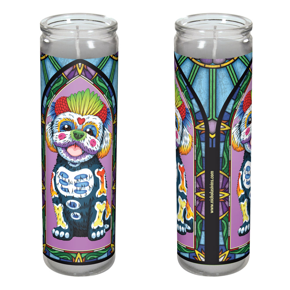 Day of the Dead Dog Shih Tzu Candle - "Marzo" - Nicholas Ivins