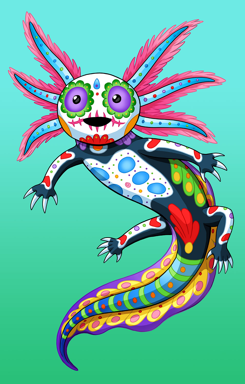 Day of the Dead Axolotl Art Print - “Lolo” - Nicholas Ivins