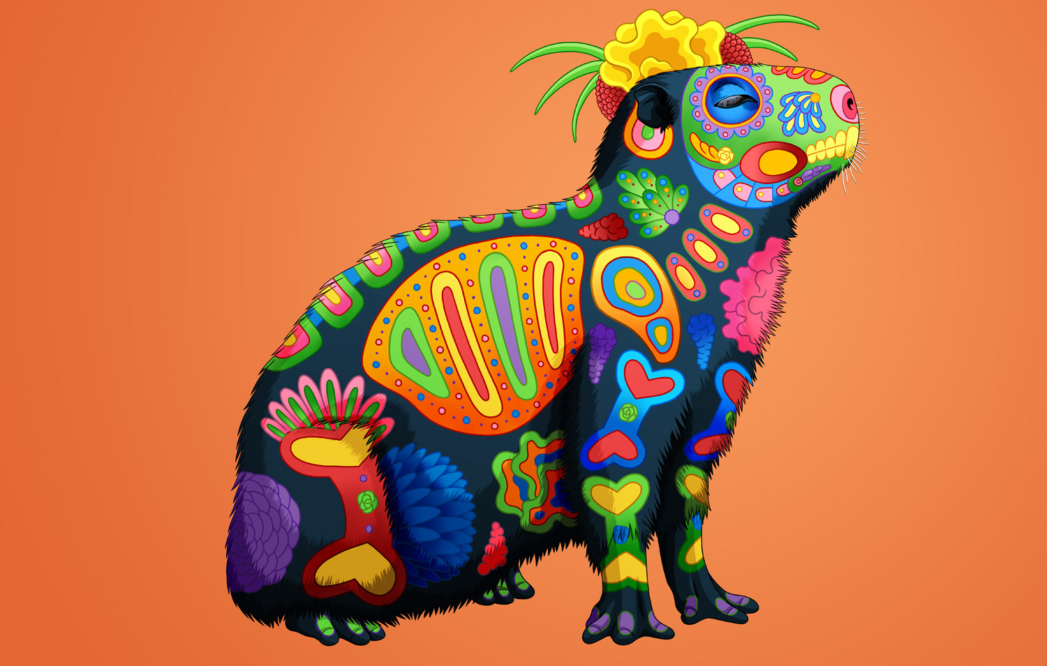Day of the Dead Capybara Art Print - “Rio” - Nicholas Ivins