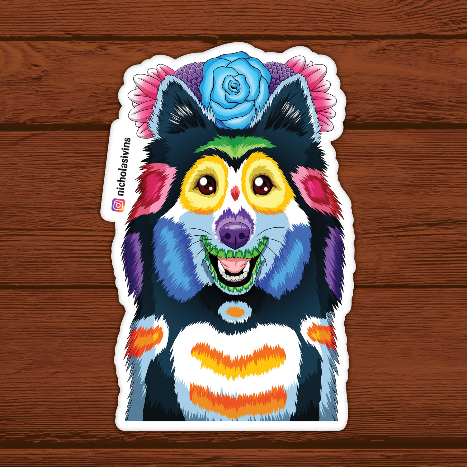 Day of the Dead Dog Sheltie Sticker - "Delfina" - Nicholas Ivins