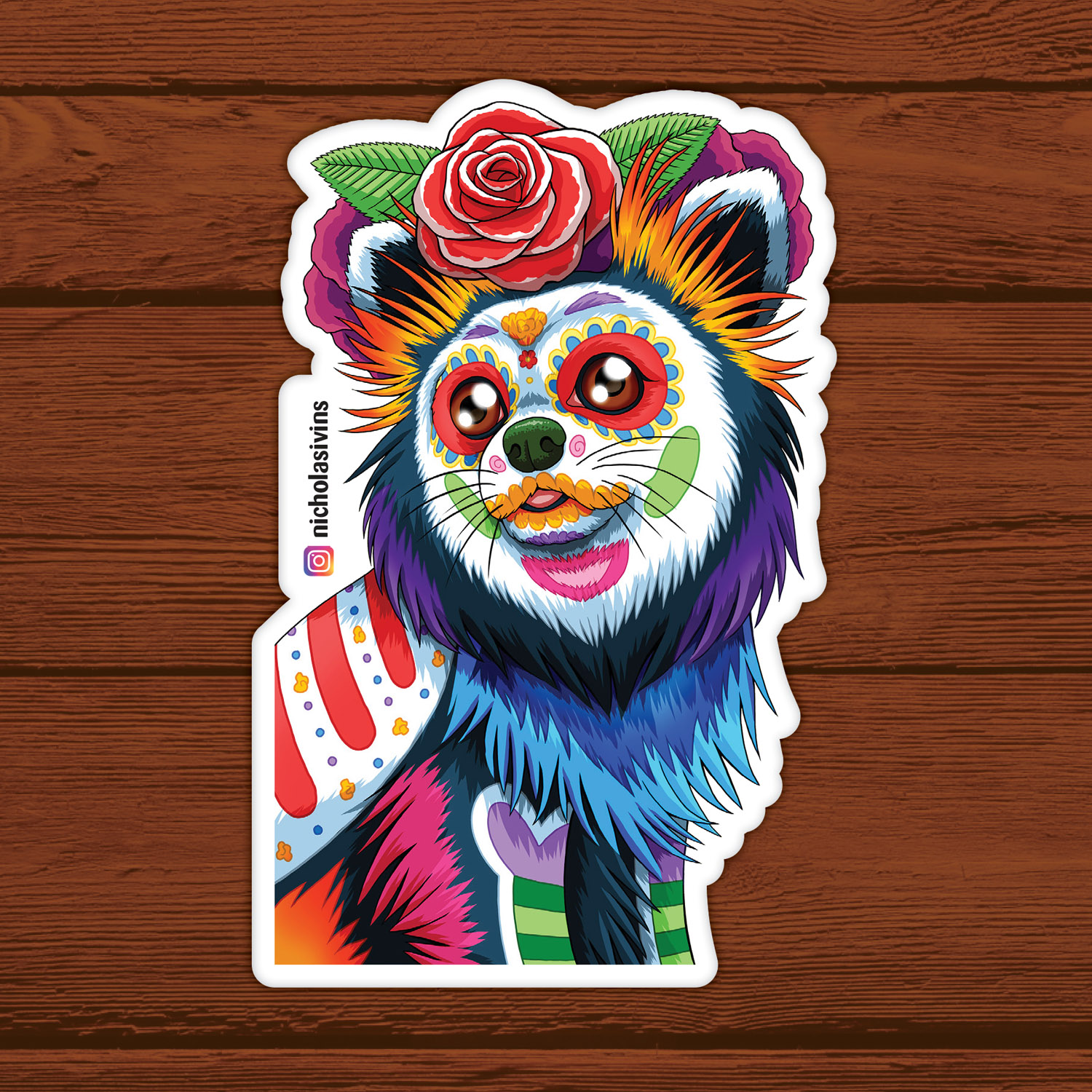Day of the Dead Dog Long Hair Chihuahua Sticker - "Divino" - Nicholas Ivins