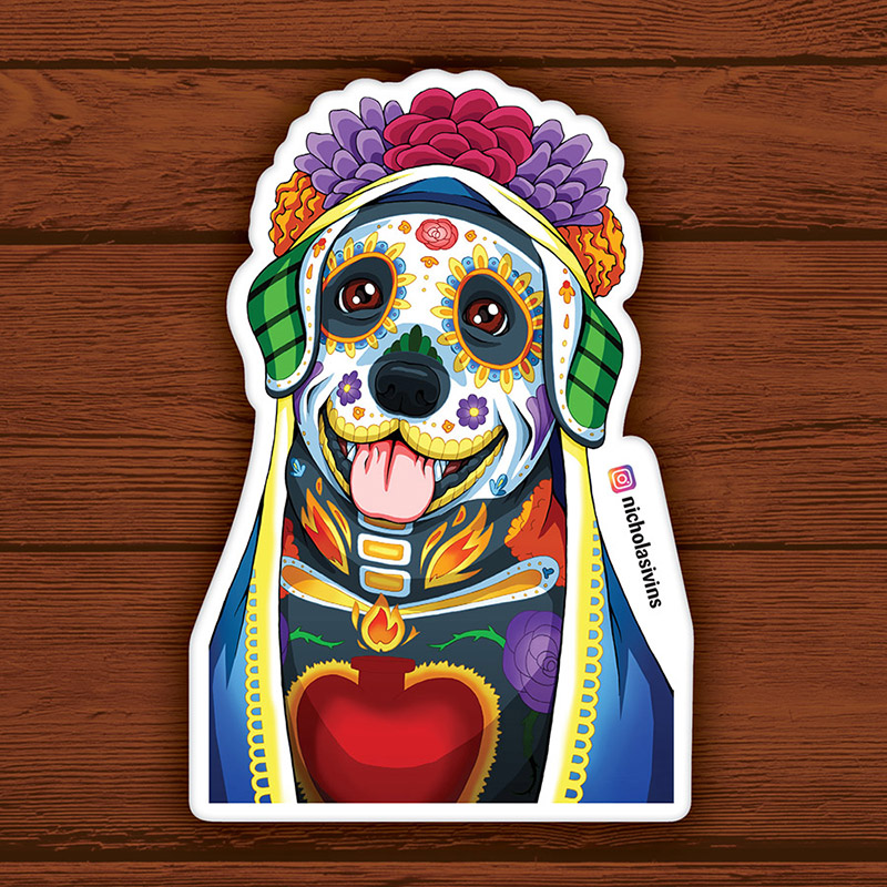 Day of the Dead Dog Labrador Sticker - "Mariangel" - Nicholas Ivins